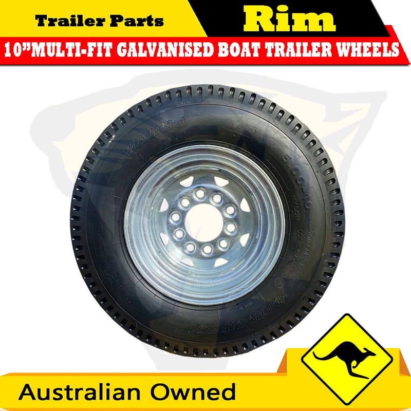 10" Galvanised Multi-fit Boat Trailer Wheel with Tyre to Suit Ford & HT ...