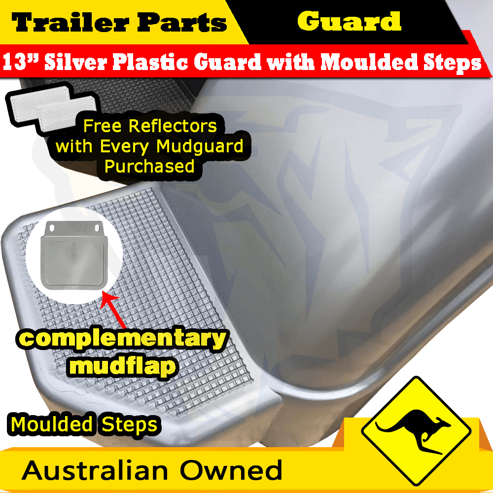 superior 13in silver/grey plastic trailer mudguard with moulded steps ...