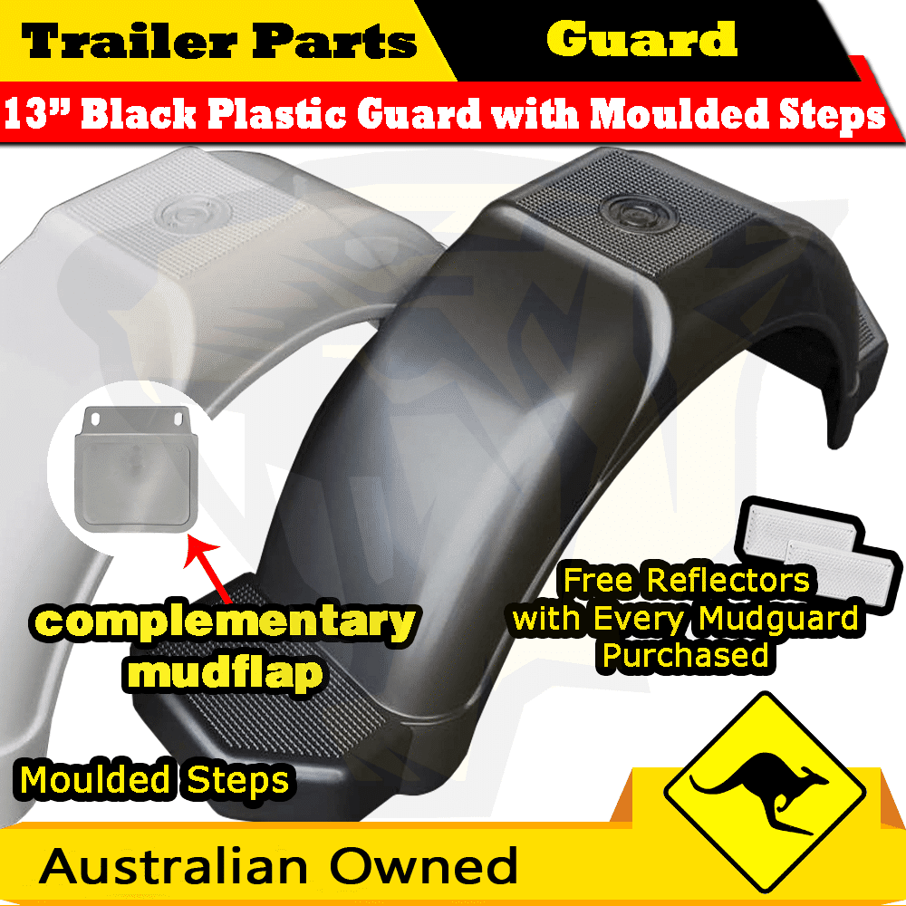 Superior 13in black plastic trailer mudguard with moulded steps ...