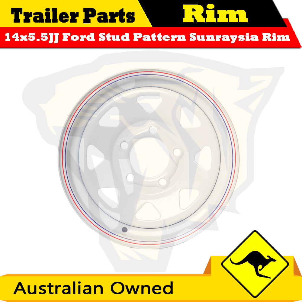 Superior 14x5.5JJ White Sunraysia Rim with Ford Stud Pattern, ET+15/ CB ...
