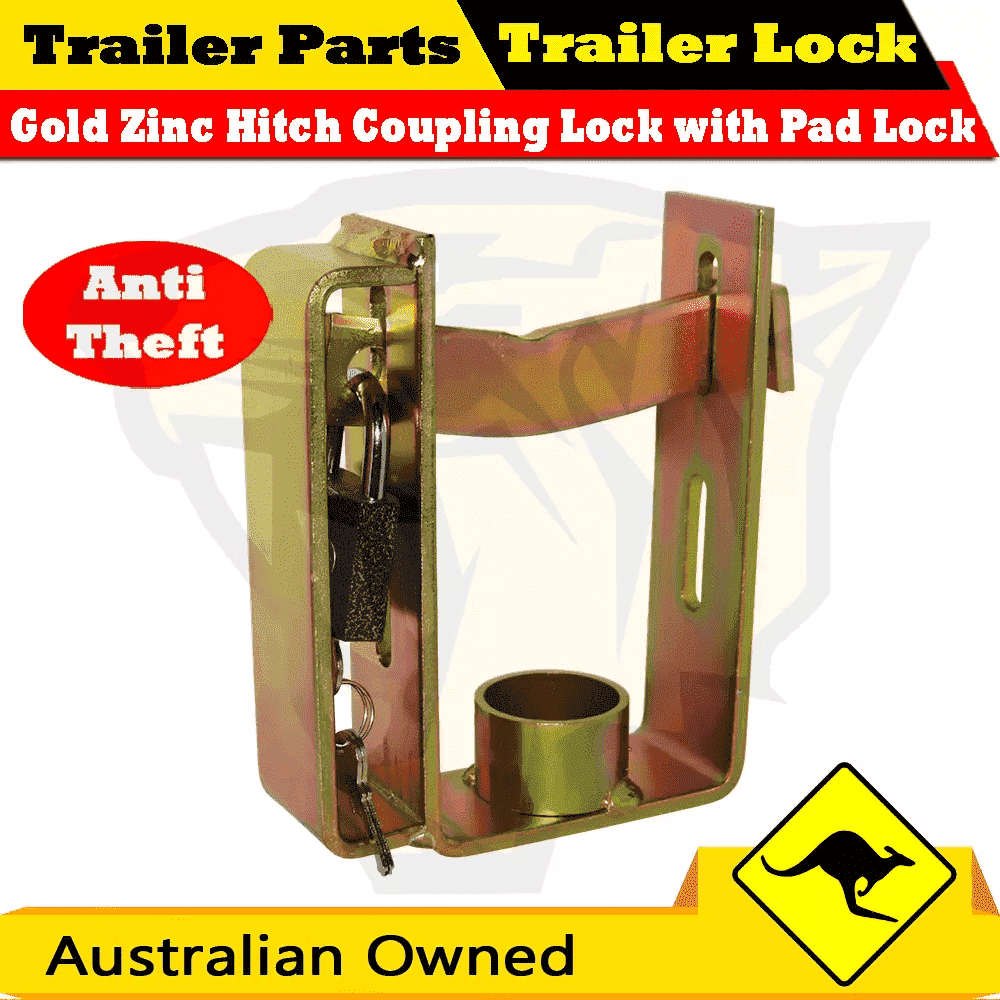 Superior Gold Zinc Hitch Coupling Lock with Padlock - Superior Trailer ...