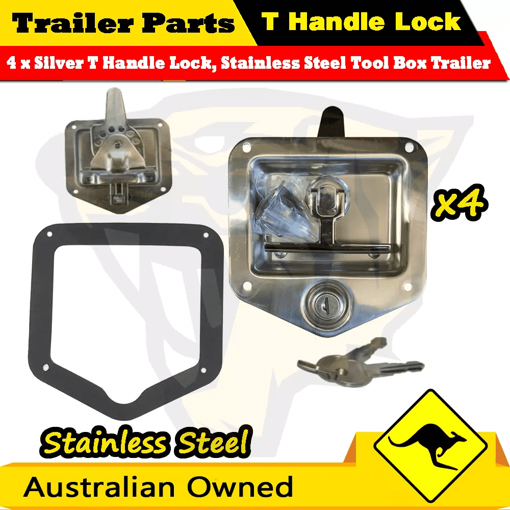 4PCS Silver T Handle Lock & Studs Flush Mount, Stainless Steel Tool Box ...